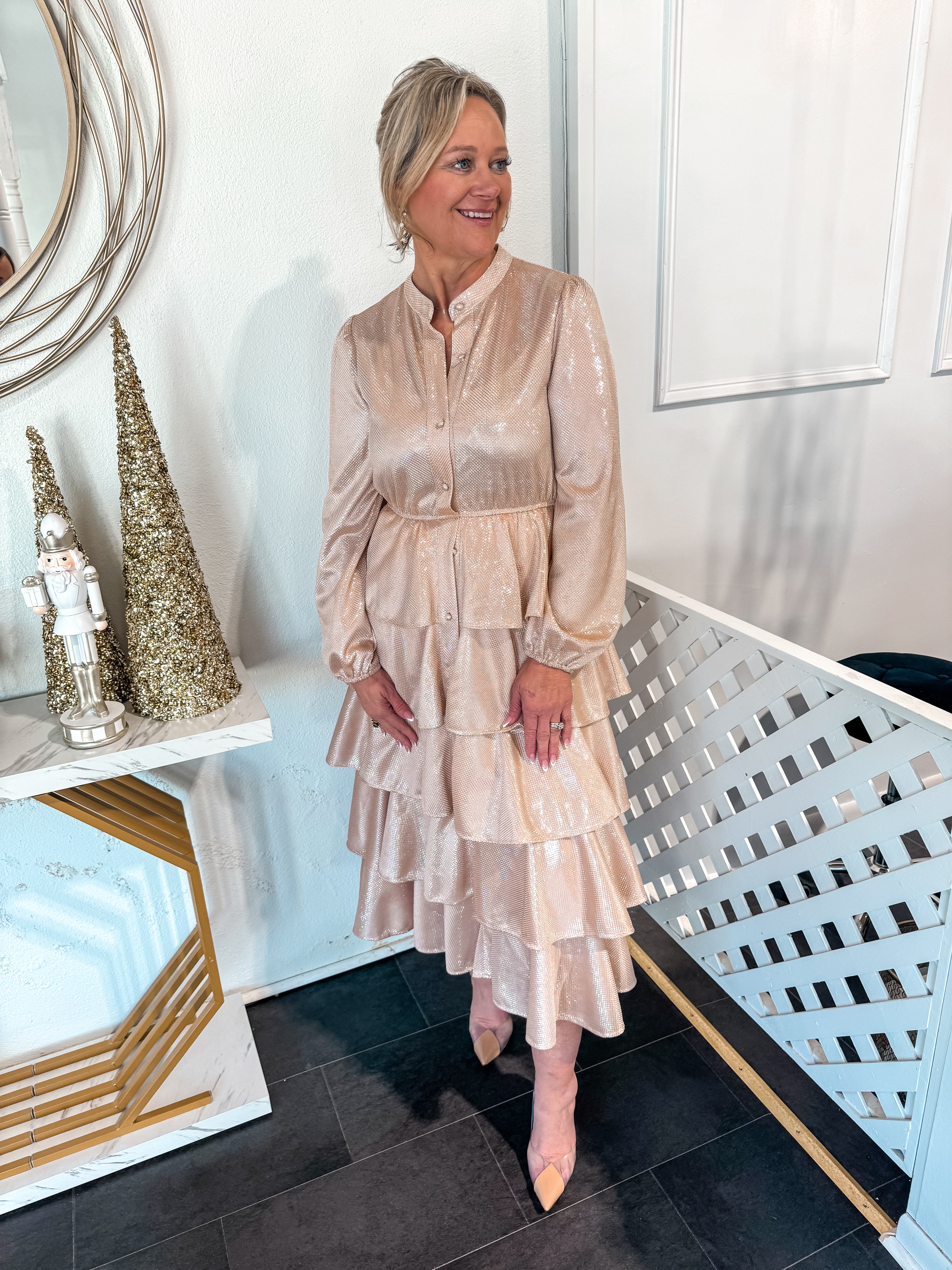 Rose Gold Ruffle Dress – Fidèle by K Hill